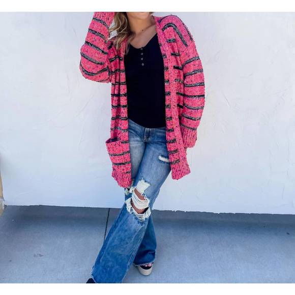 Blakely | Sweaters | New Blakeley Stripe Miley Dot Cardigan In Pink ...